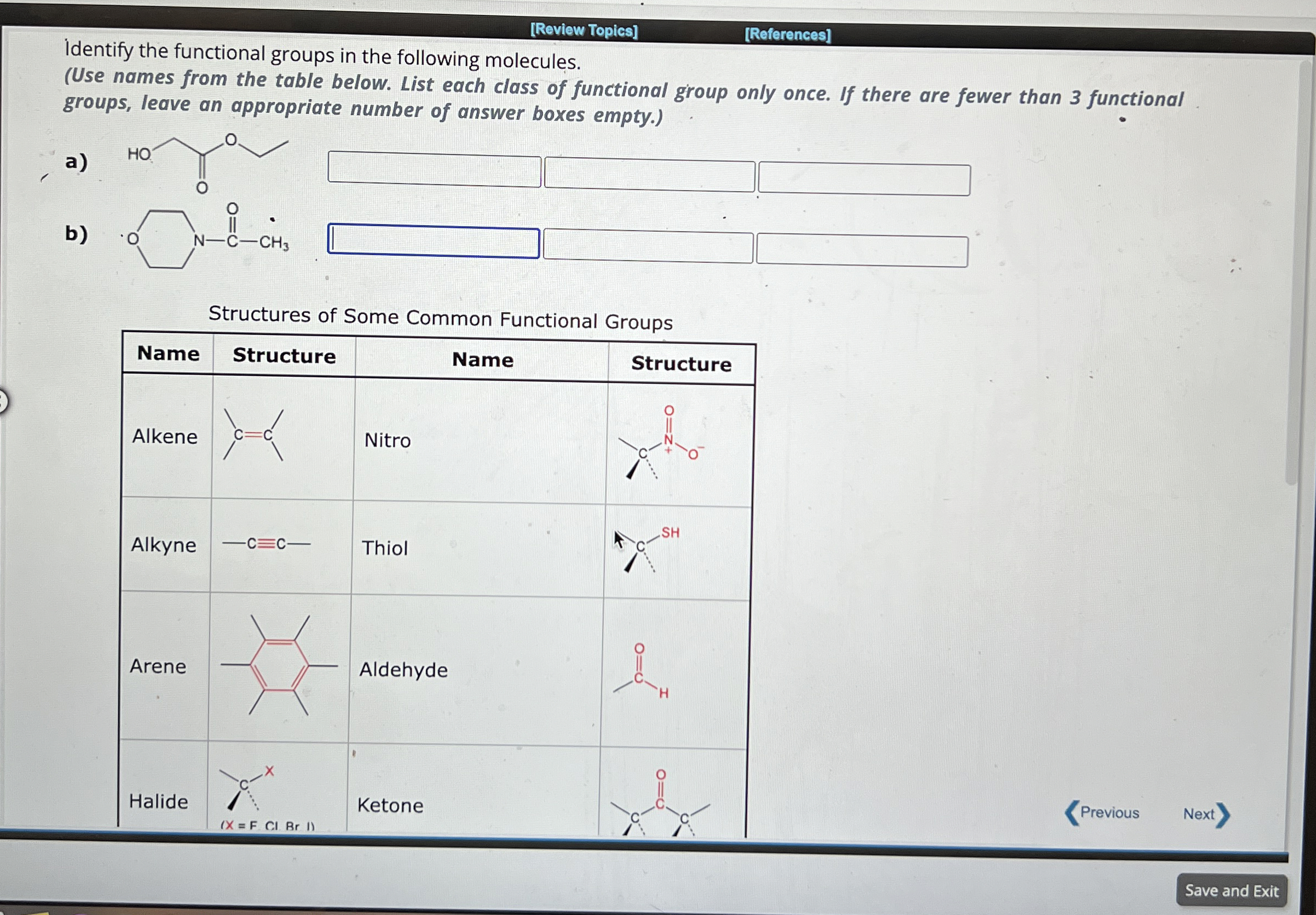 Solved [Review Topics]Identify the functional groups in the | Chegg.com