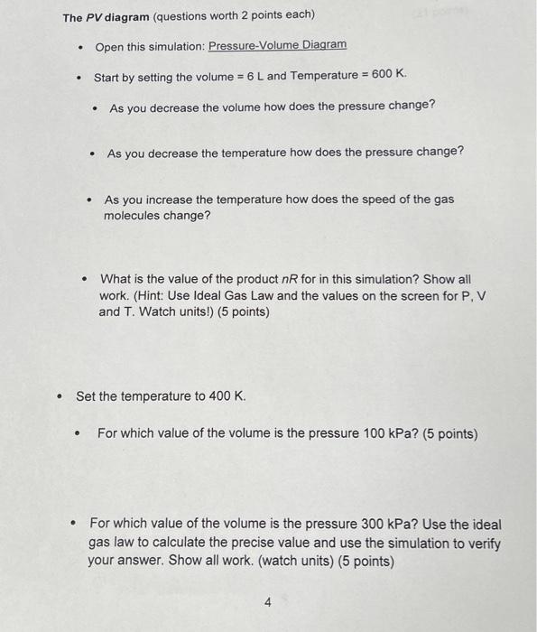 Solved The PV diagram (questions worth 2 points each) - Open | Chegg.com