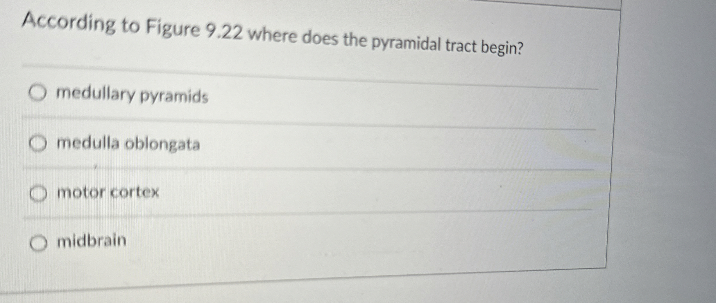 Solved According to Figure 9.22 ﻿where does the pyramidal | Chegg.com