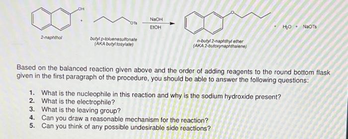Solved +H2+NaOTs 2-naphtho: Butbl p-toluenesultonate (AKA | Chegg.com