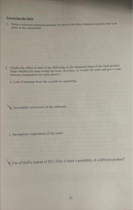 Solved Experiments Preparation of Sodium Chloride from | Chegg.com