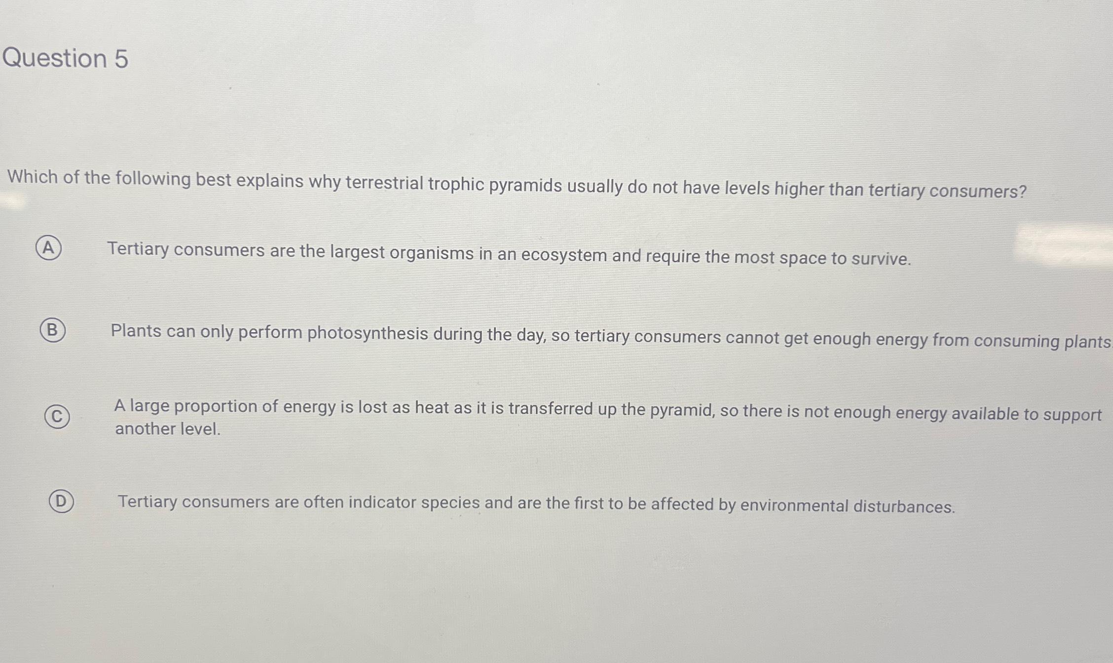 Solved Question 5Which of the following best explains why | Chegg.com