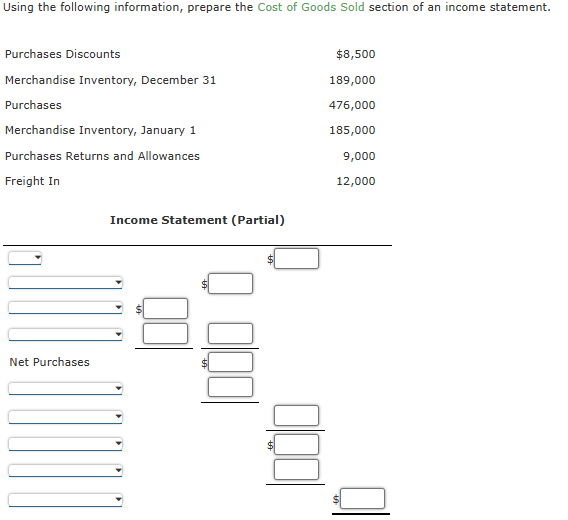Solved Using the following information, prepare the Cost of | Chegg.com