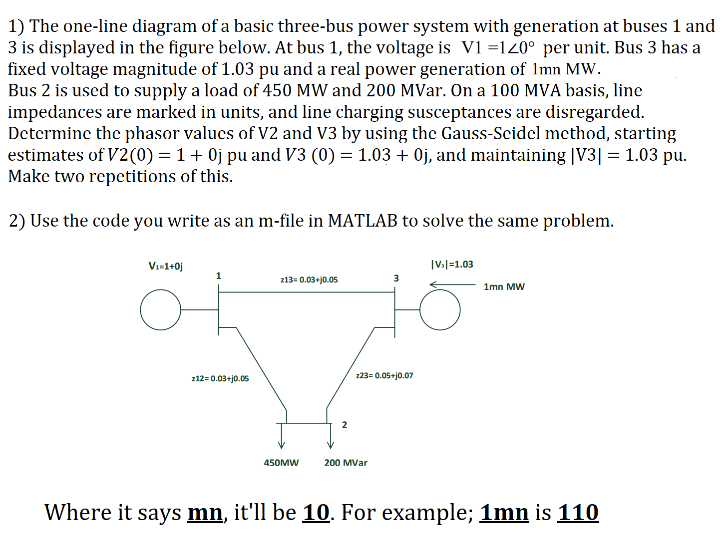 Solved The one-line diagram of a basic three-bus power | Chegg.com
