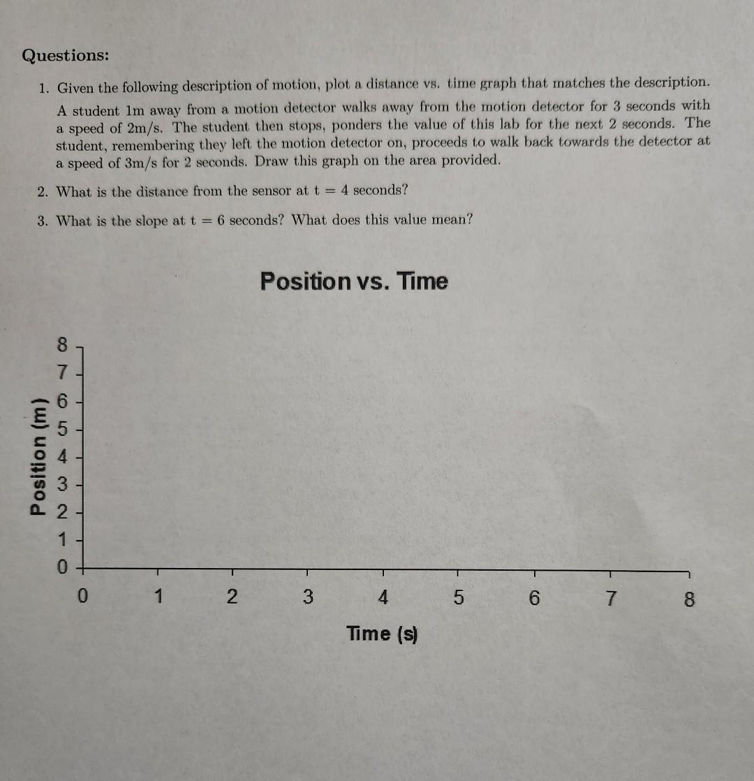 Solved Prelab for Introduction to Motion Questions Due at | Chegg.com