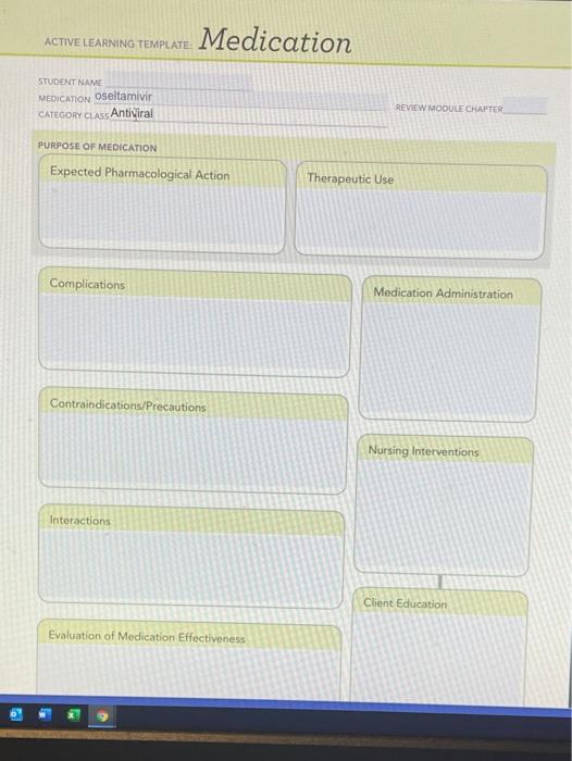 Solved ACTIVE LEARNING TEMPLATE: Medication STUDENT NANE | Chegg.com