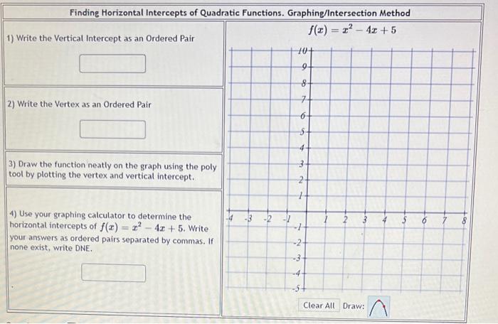 Solved 1) Write the Vertical Intercept as an Ordered Pair 2) | Chegg.com