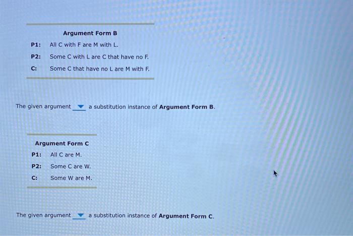 Multiple Argument Forms:Answer All 6 questions with | Chegg.com