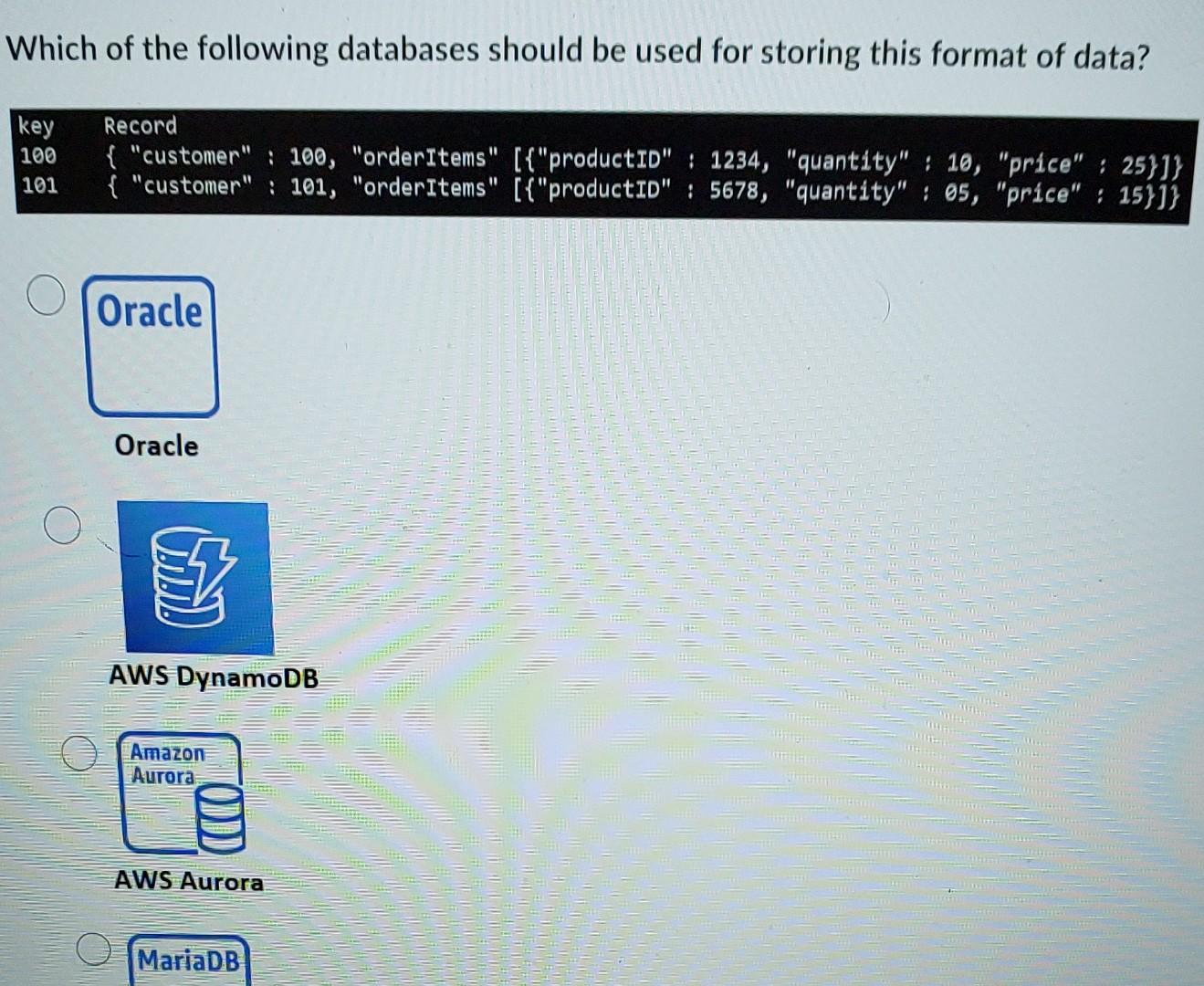 Solved Which of the following databases should be used for | Chegg.com