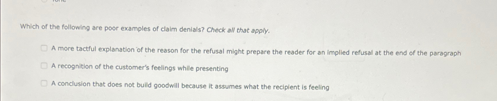 Solved Which of the following are poor examples of claim | Chegg.com