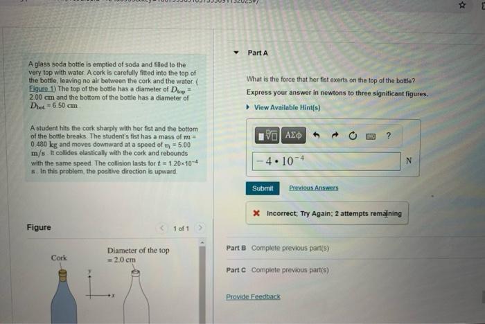 Solved A glass soda bottle is emptied of soda and filled to | Chegg.com