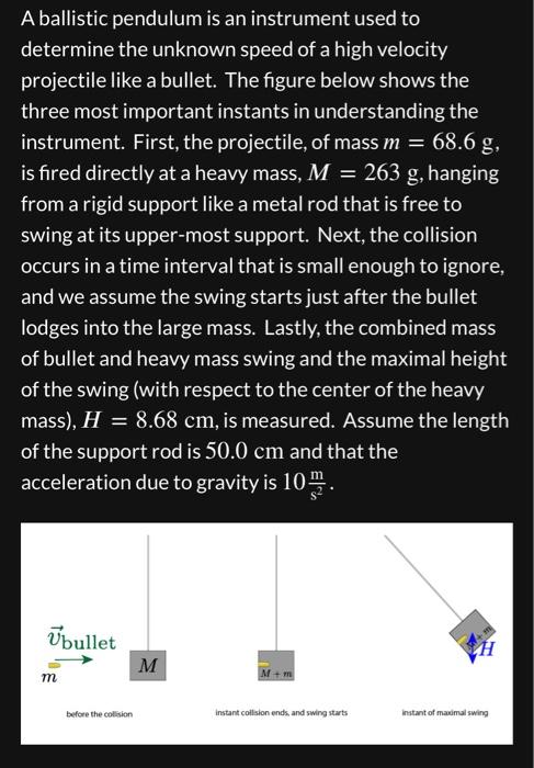 Solved A ballistic pendulum is an instrument used to | Chegg.com