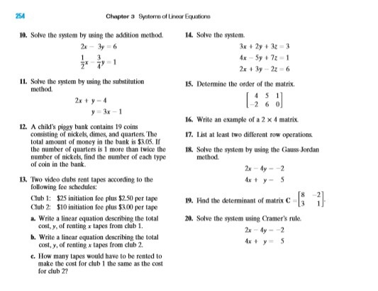 Solved 254 Chapter 3 Syitor of Linear Equations 10. Solve | Chegg.com