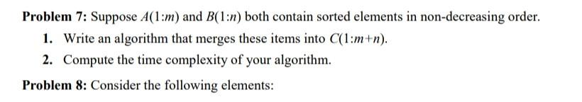 Solved Problem 7: Suppose A(1:m) and B(1:n) both contain | Chegg.com