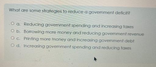 Solved What are some strategies to reduce a government | Chegg.com