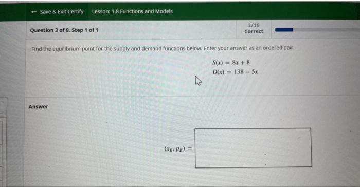 Solved Save & Exit Certify Lesson: 1.8 Functions and Models | Chegg.com