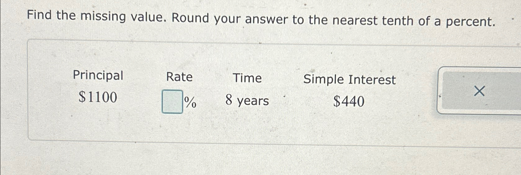 Solved Find the missing value. Round your answer to the | Chegg.com