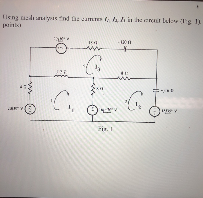 Solved Using mesh analysis find the currents I1, I2, I3 in | Chegg.com