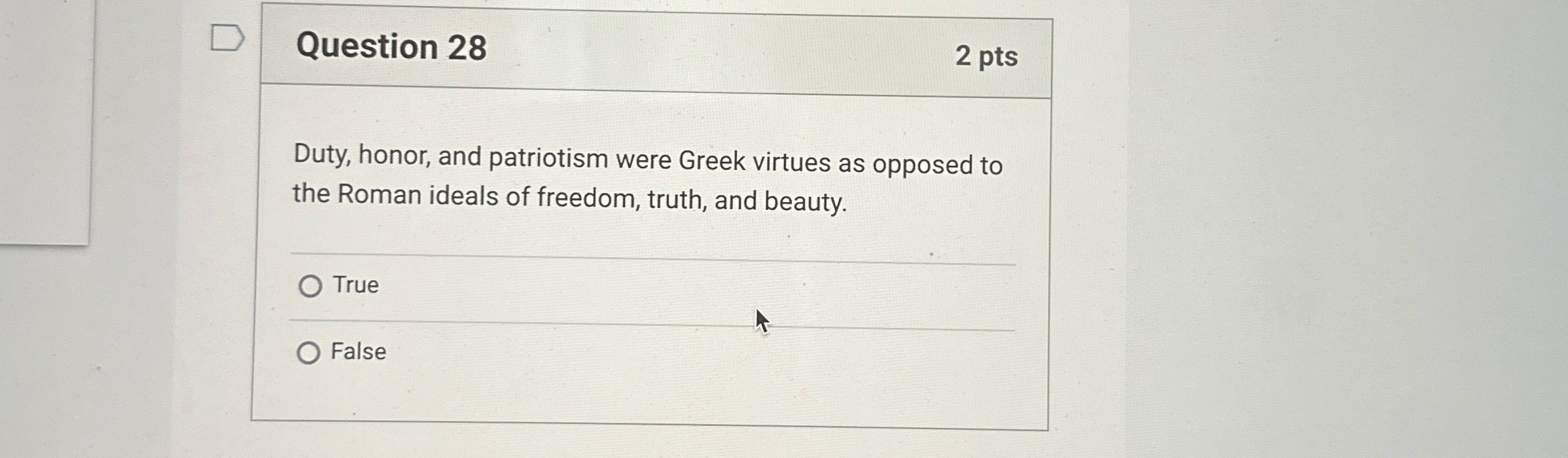 Solved Question 282 ﻿ptsDuty, honor, and patriotism were | Chegg.com