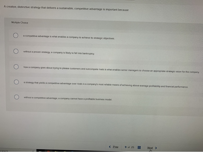 Solved A creative, distinctive strategy that delivers a | Chegg.com