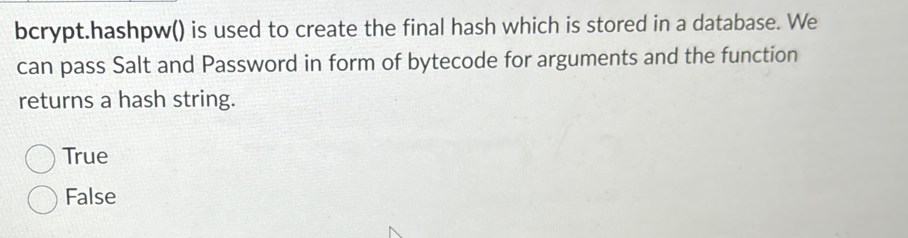 Solved bcrypt.hashpw() ﻿is used to create the final hash | Chegg.com