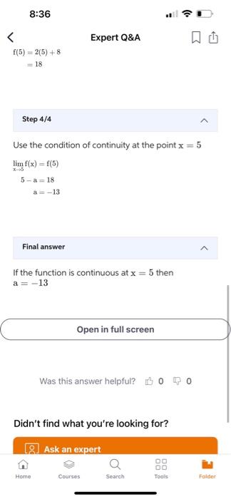 Solved f(5)=2(5)+8=18 Step 4/4 Use the condition of | Chegg.com
