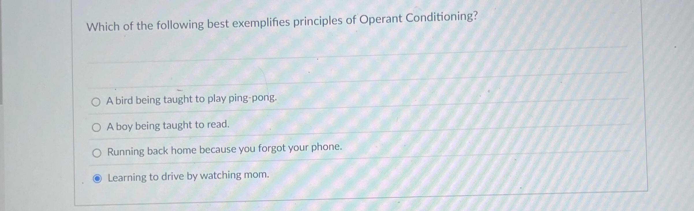 Solved Which of the following best exemplifies principles of | Chegg.com