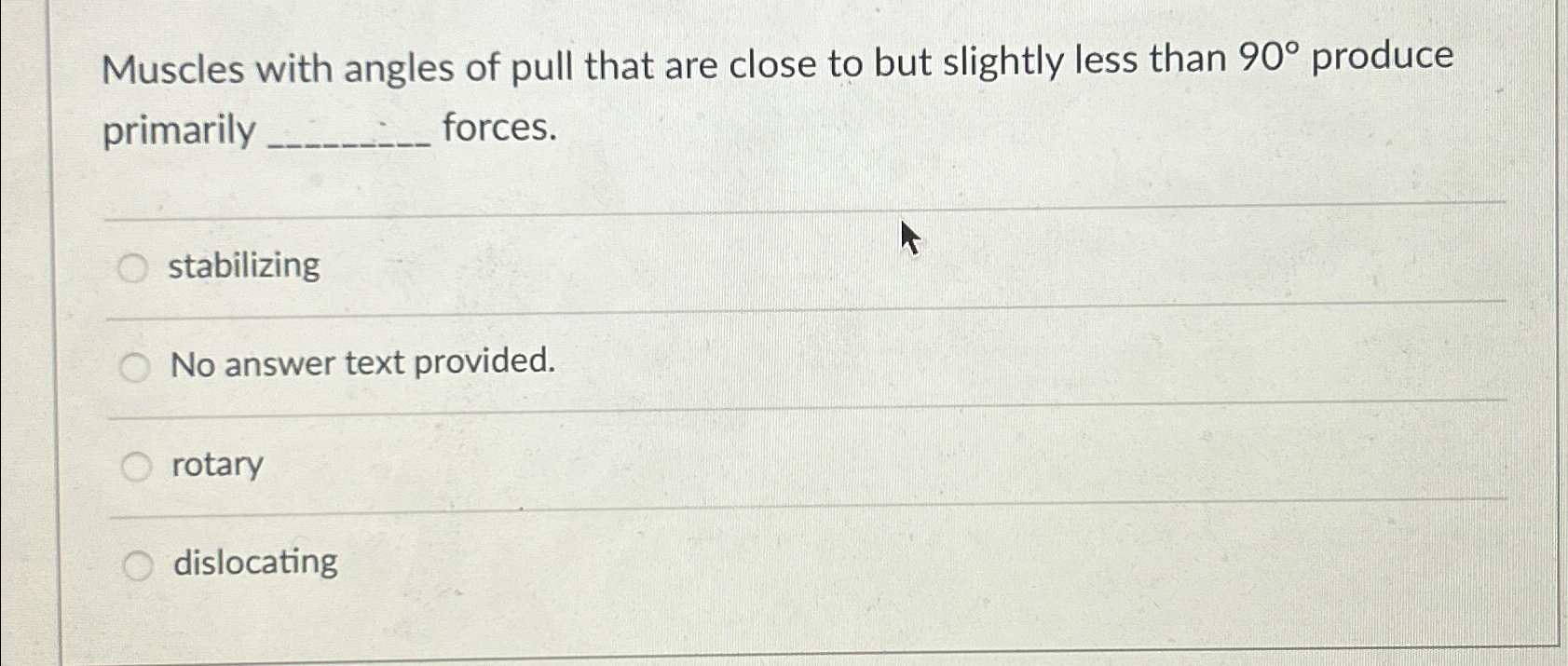 Solved Muscles with angles of pull that are close to but | Chegg.com