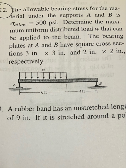 Solved 12. The allowable bearing stress for the ma- terial | Chegg.com