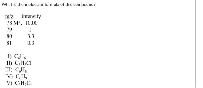 Solved What is the molecular formula of this compound? m/z | Chegg.com