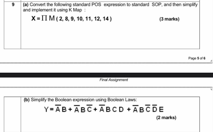 Solved 9 (a) Convert the following standard POS expression | Chegg.com