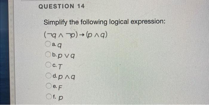 Solved Simplify the following logical expression: | Chegg.com