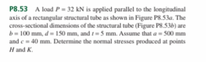 Solved P8.53 A load P = 32 KN is applied parallel to the | Chegg.com