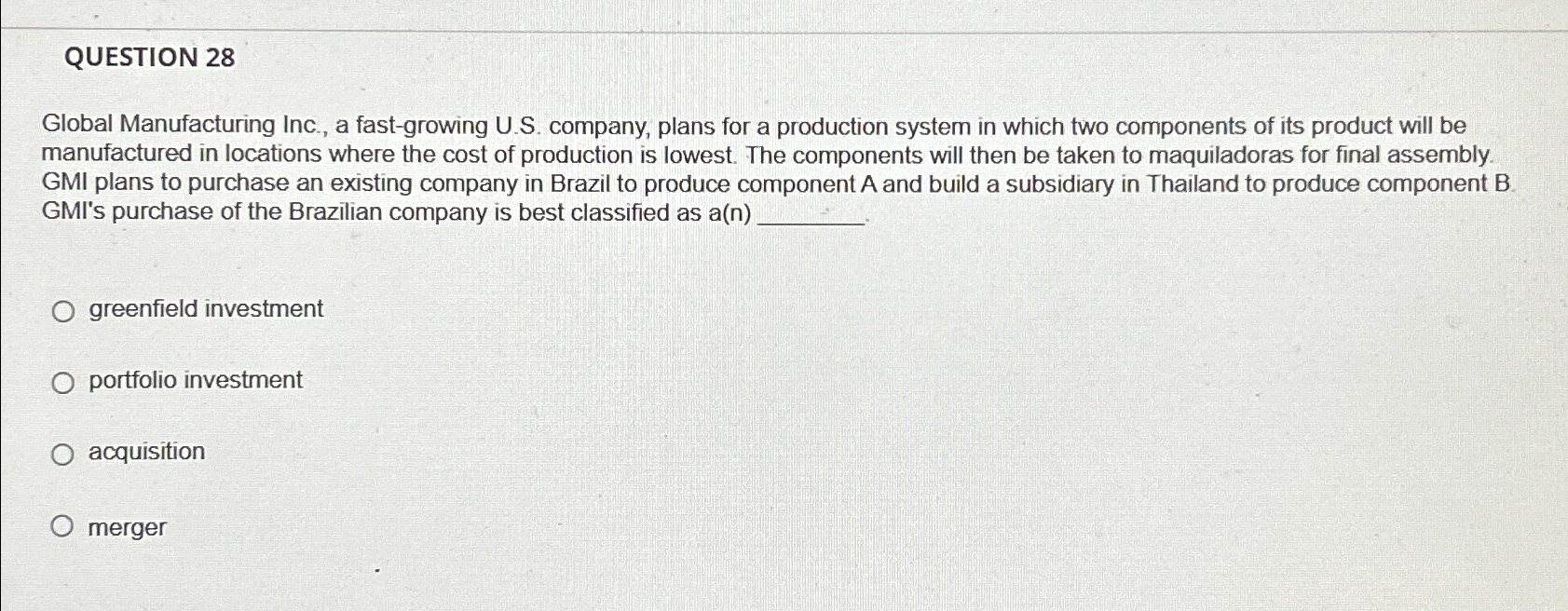 Solved QUESTION 28Global Manufacturing Inc., a fast-growing | Chegg.com