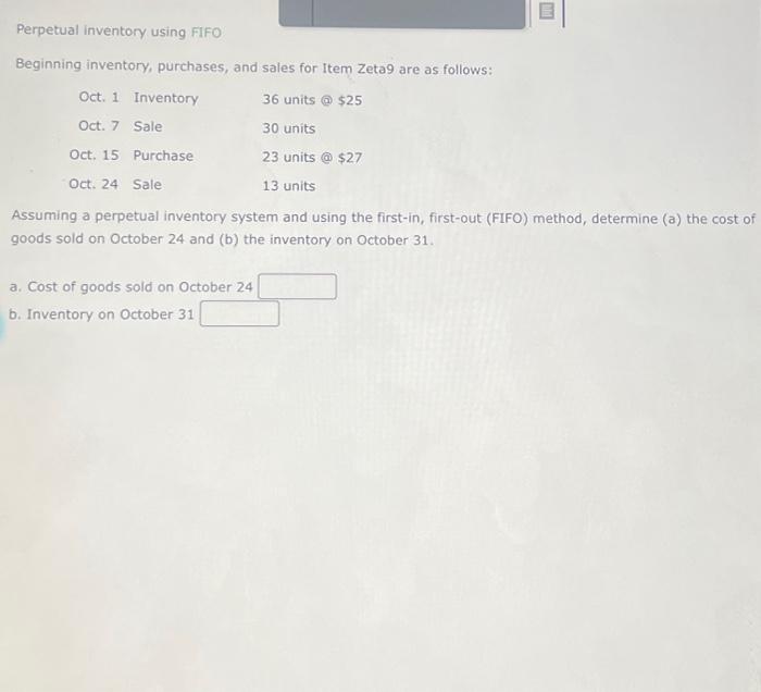 Solved Perpetual inventory using FIFO Beginning inventory, | Chegg.com