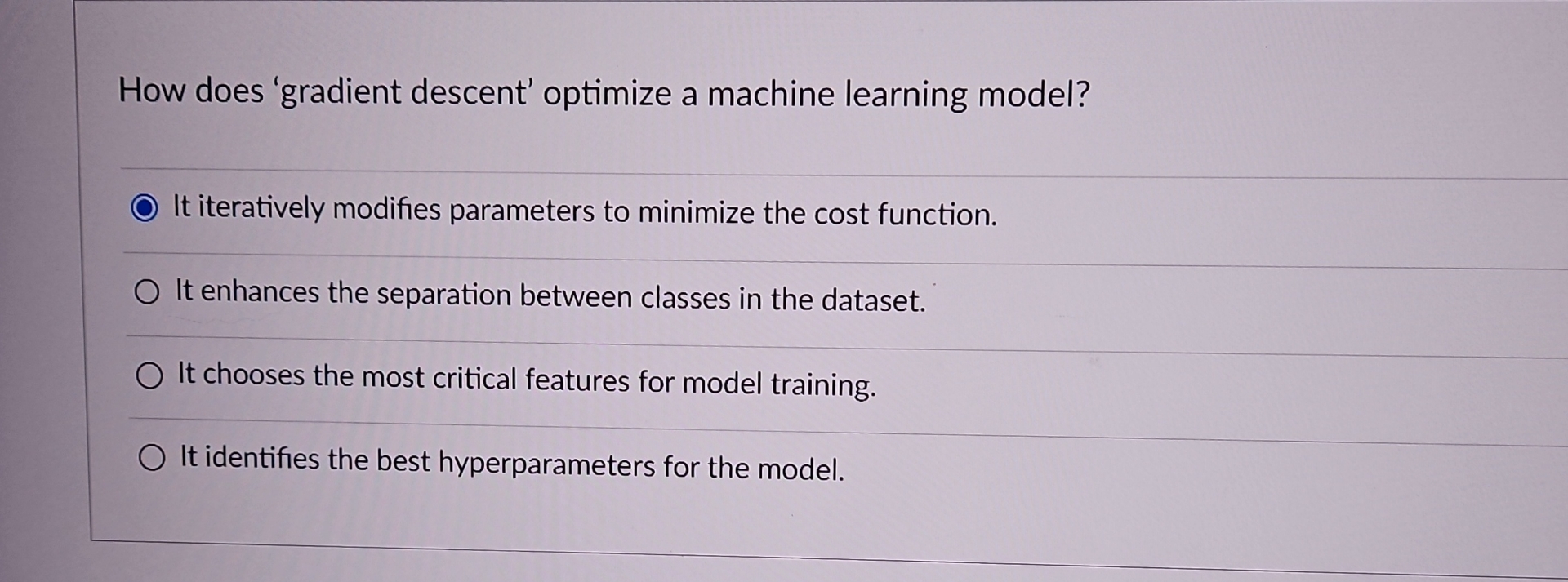 Solved How does 'gradient descent' optimize a machine | Chegg.com