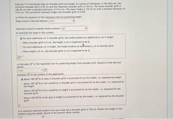 Solved Exercise 7.15 introduces data on shoulder girth and | Chegg.com