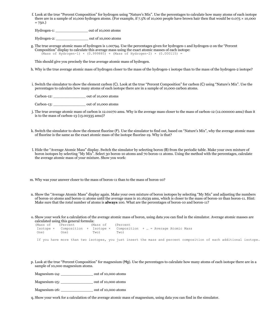 Name: Lab: PhET Isotopes and Atomic Mass Date: This | Chegg.com