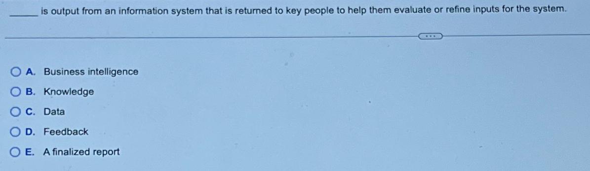 Solved is output from an information system that is returned | Chegg.com