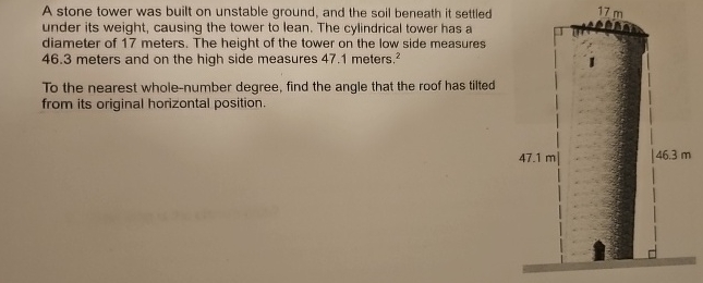 Solved A stone tower was built on unstable ground, and the | Chegg.com