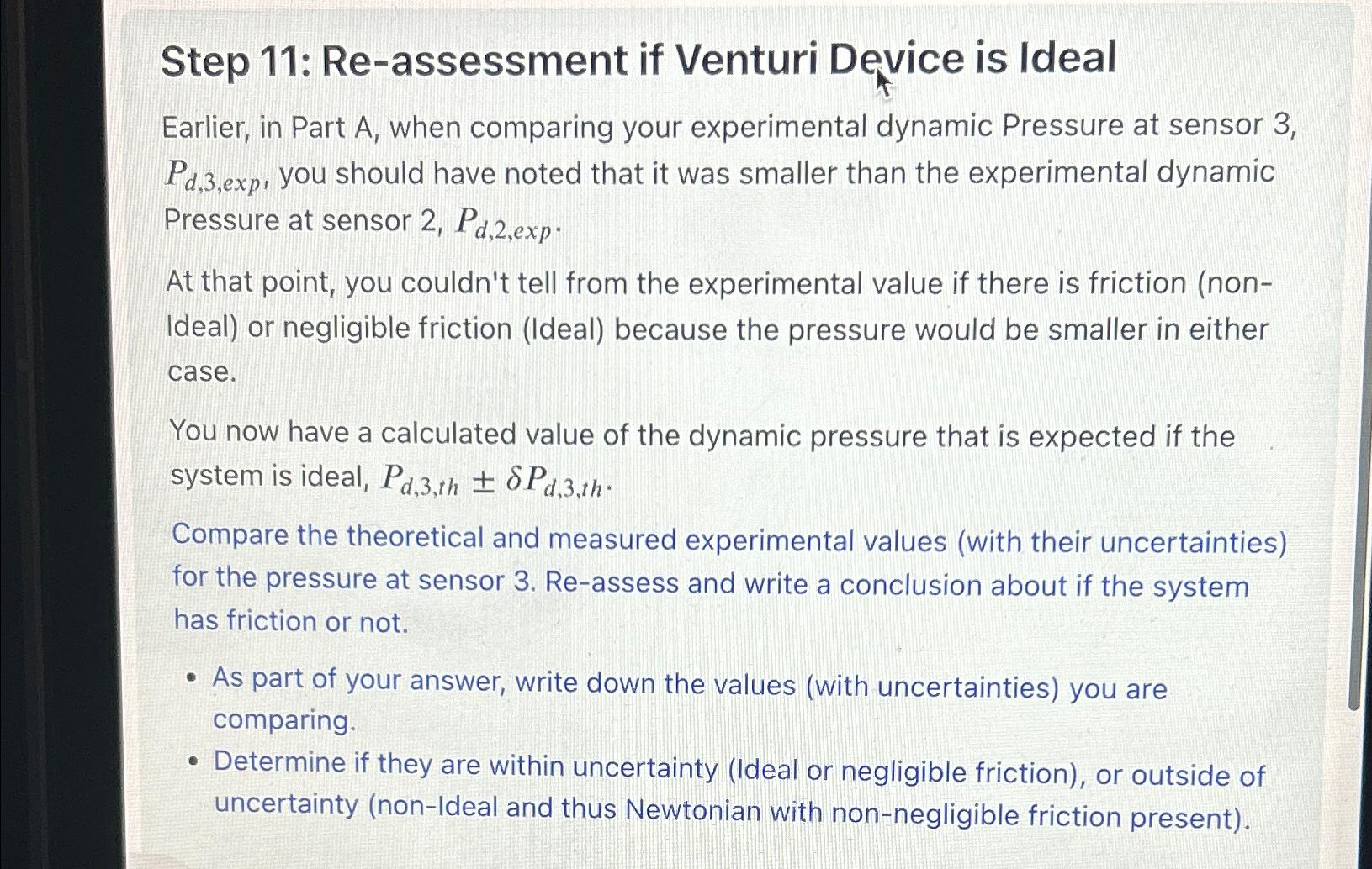 Solved Step 11: Re-assessment if Venturi Device is | Chegg.com