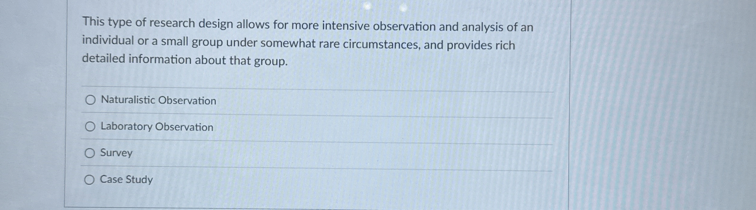 Solved This type of research design allows for more | Chegg.com
