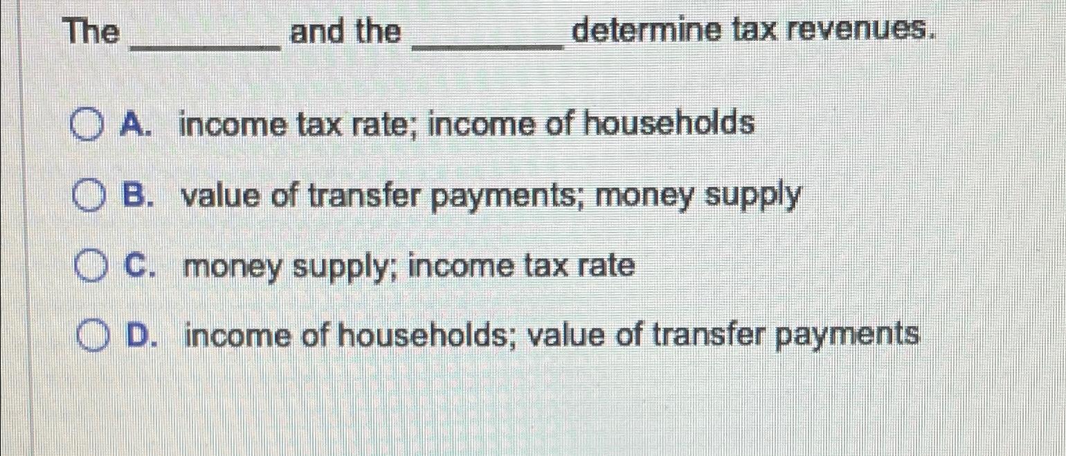 Solved The and the determine tax revenues.A. ﻿income tax | Chegg.com