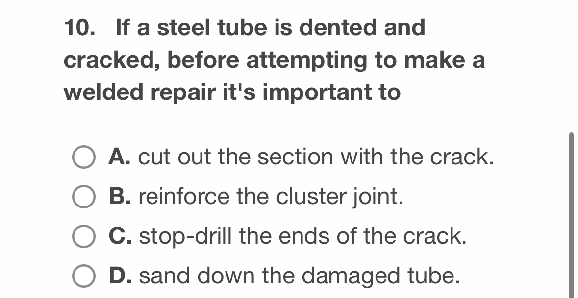 Solved If a steel tube is dented and cracked, before | Chegg.com
