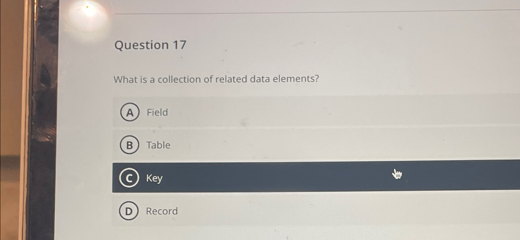 Solved Question 17What is a collection of related data | Chegg.com