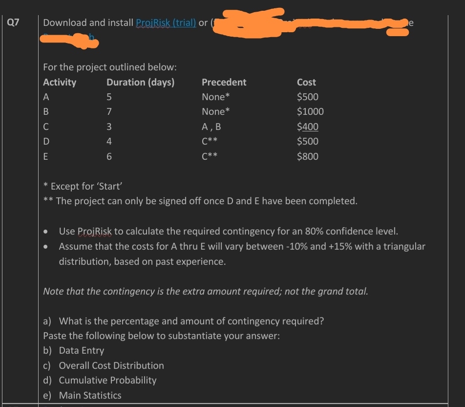 Solved Q7Download and install ProiRisk (trial) | Chegg.com