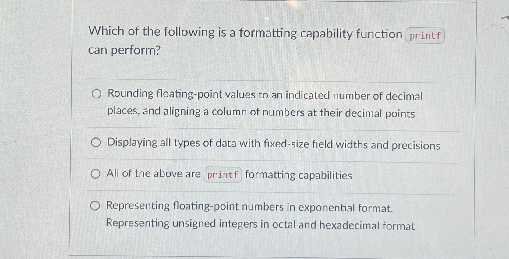 Solved Which of the following is a formatting capability | Chegg.com