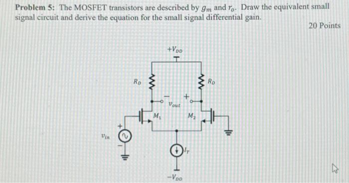 Solved Problem 5: The MOSFET transistors are described by gm | Chegg.com