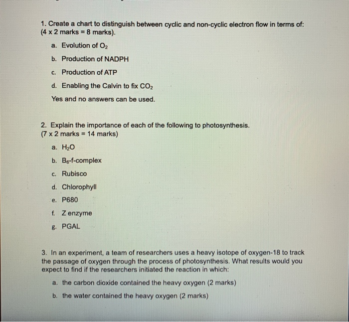 Solved 1. Create a chart to distinguish between cyclic and | Chegg.com