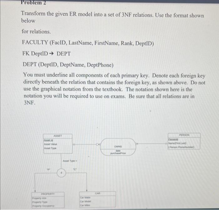Solved Transform the given ER model into a set of 3NF | Chegg.com